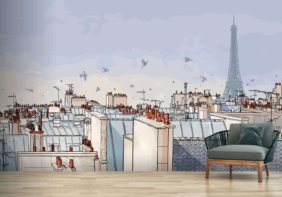 MurMur Papier Peint Premium - Toits de Paris - Fresque Panoramique ...